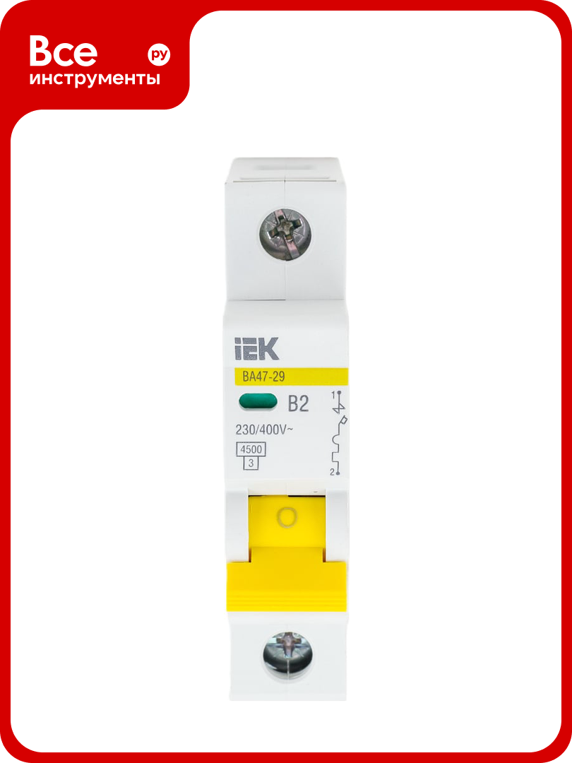 Автоматический, IEK, модульный выключатель IEK 1п B 2А ВА 47-29 4.5кА ИЭК MVA20-1-002-B, Дополнительные, характеристики