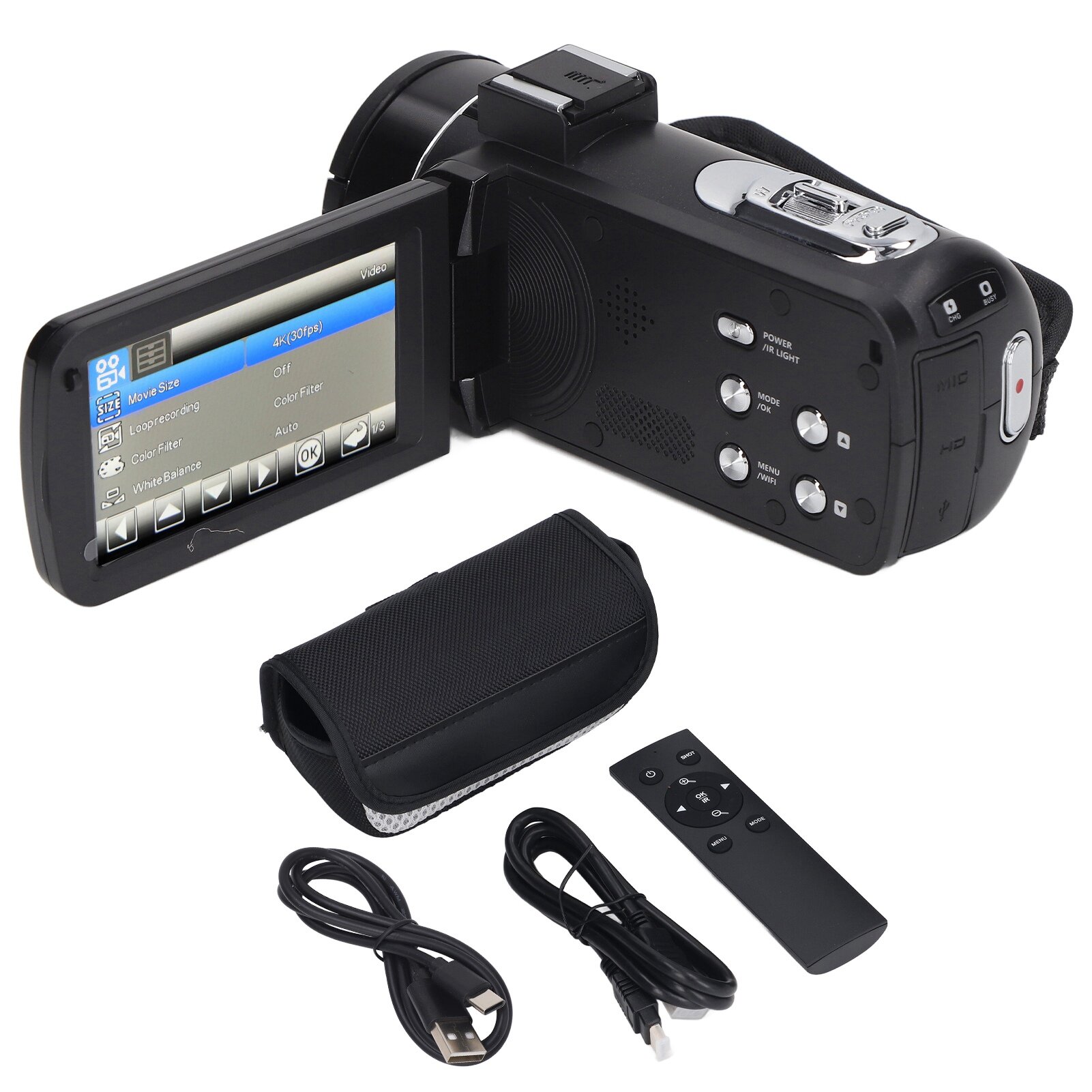 4K Video Camera Camcorder 18x Digital Zoom 56MP Video Recorder 3.0in сенсорный экран Wi -Fi Vlog камеры с пультом дистанционного управления