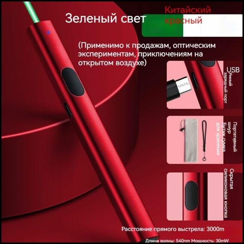 Лазерная указка с зеленым лучом в деловом стиле