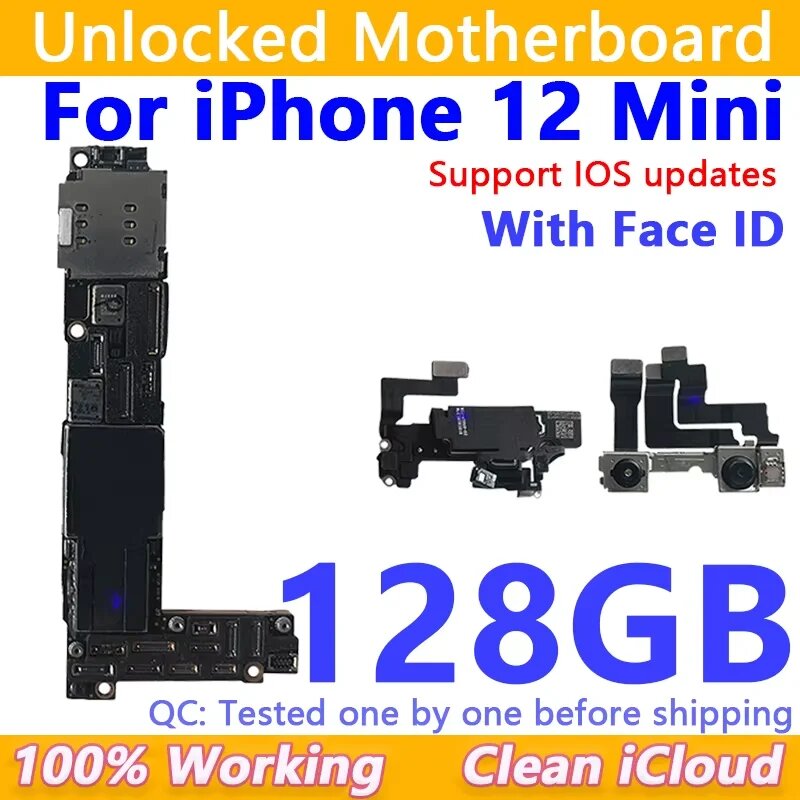 100% разблокирована для iphone 12, мини-логическая плата безalter, материнская плата для iPhone 12 pro max с/без Face ID, чистая материнская плата iCloud 12mini 128g Face ID