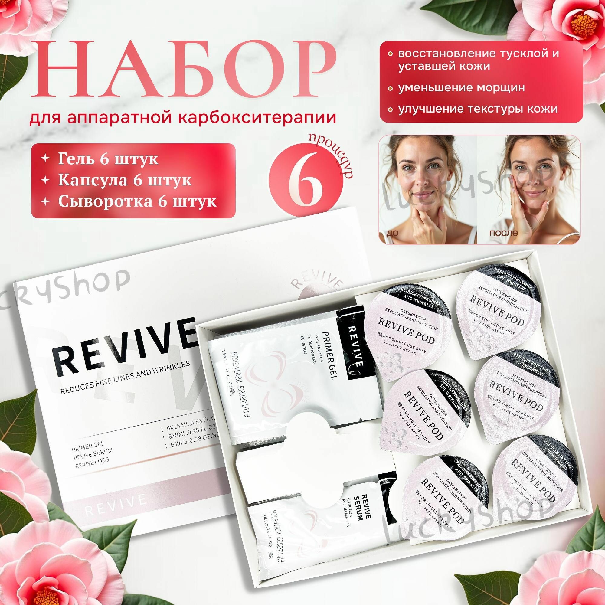 Набор для карбокситерапии Revive Facial Restart, розовый, для омоложения кожи