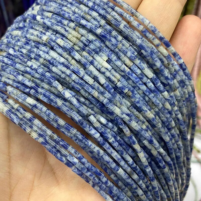 Бусины из натурального камня LUOMAN XIARI 2x4 мм, гематит, агат, яшма, кристалл Синий, Point Sodalite