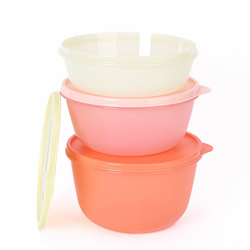 Миски Tupperware Хит-парад для хранения и сервировки продуктов с герметичной крышкой и прозрачным окошком, набор 1, 1.5, 2 литра