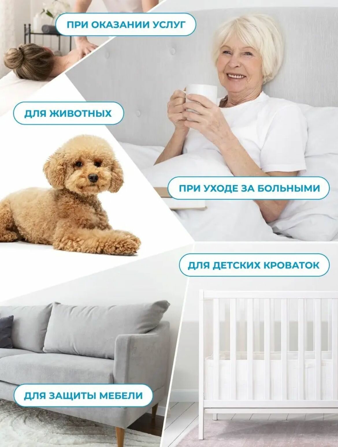 Клеенка для лежачих больных на кровать от промоканий 2м х 1,4м