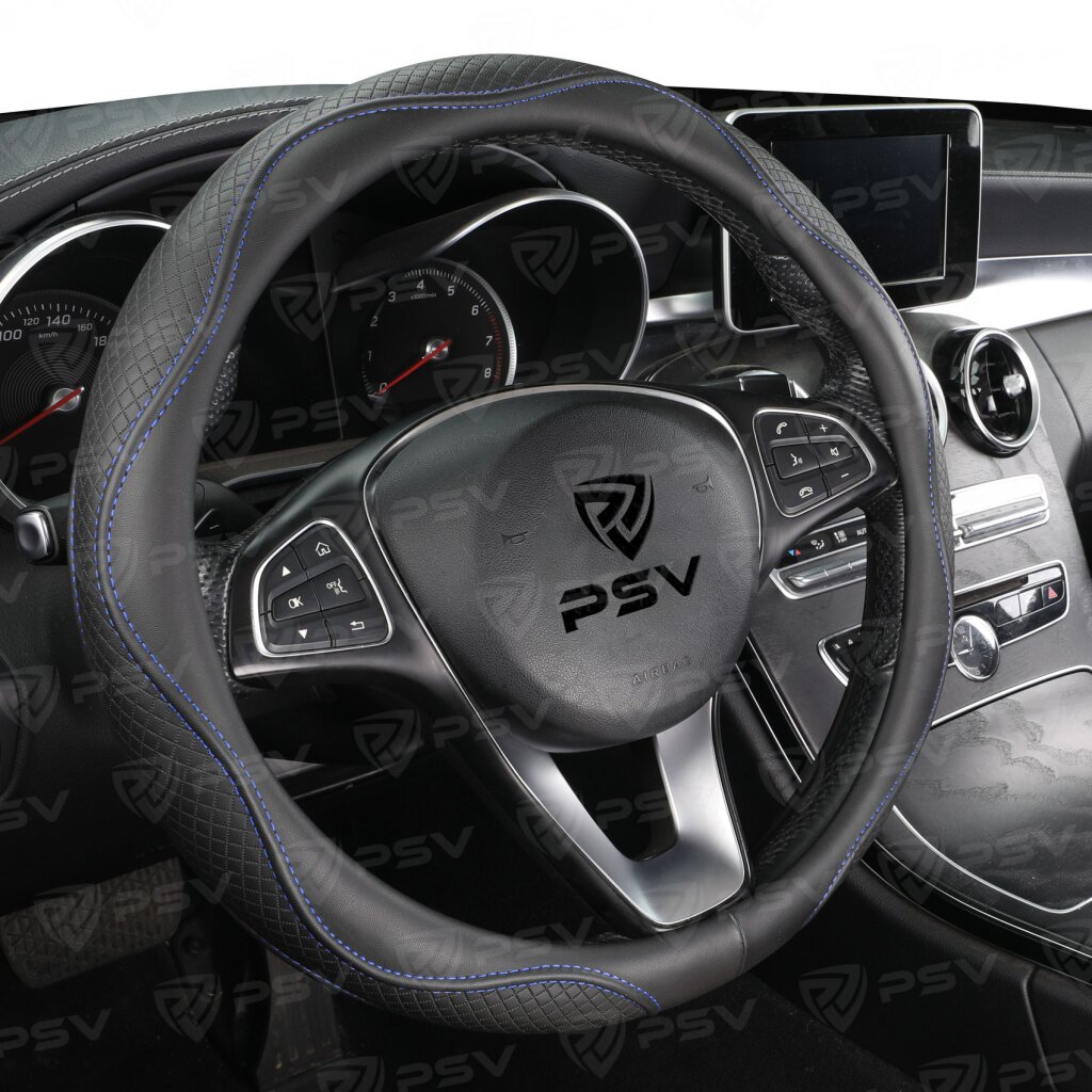 Оплётка руля PSV ILLUSION Эко кожа синий, черный