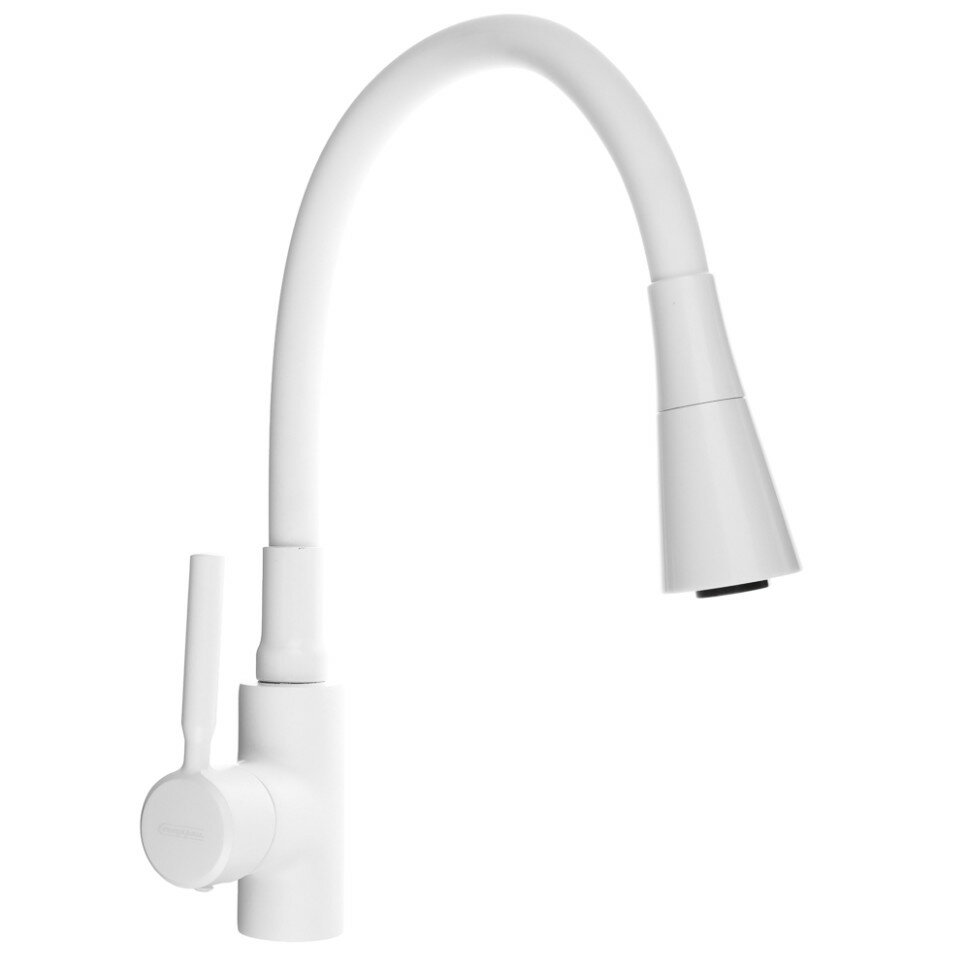СоюзКран SK01-F132 (567-137), Смеситель для кухни, гибкий излив, керамический картридж 35мм, белый, цинк