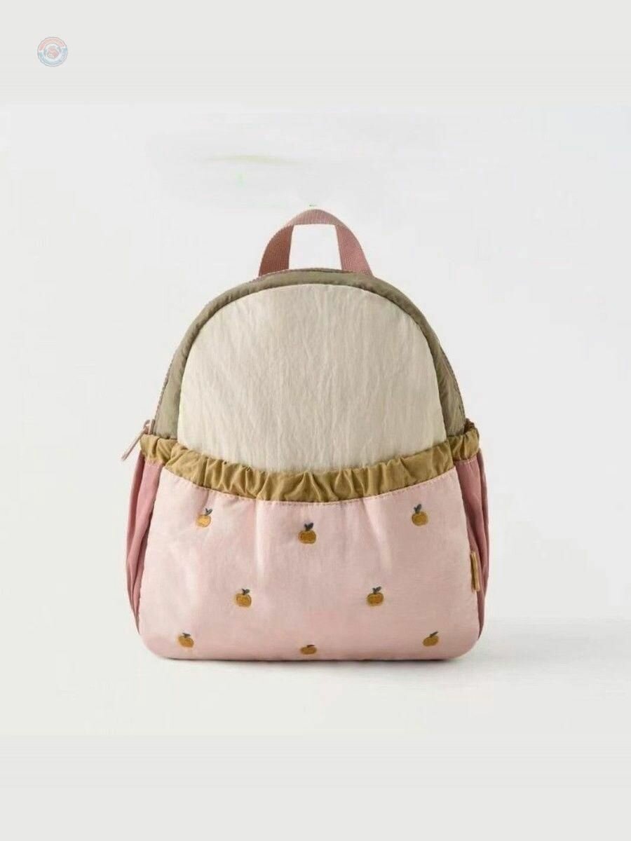 Детский рюкзак для девочек дошкольный с вышивкой яблока мягкие лямки регулируемые универсальный для сада прогулок и путешествий