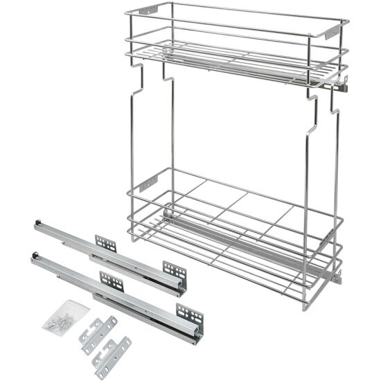 Корзина-бутылочница Lemax Prof 200 мм, выкатная, с доводчиком, правая, хром (VK-03-200DR)