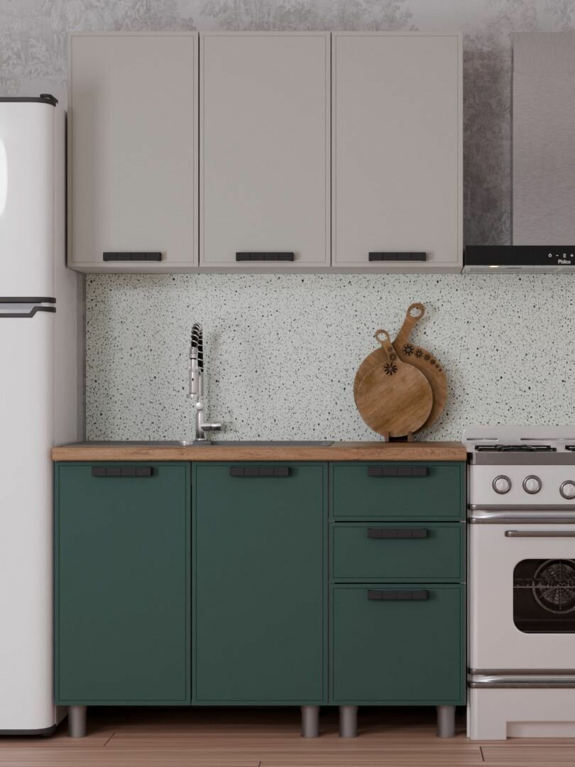 ARNIKA Кухонный гарнитур без столешницы, без ручек 2м Керамика/Изумруд мдф