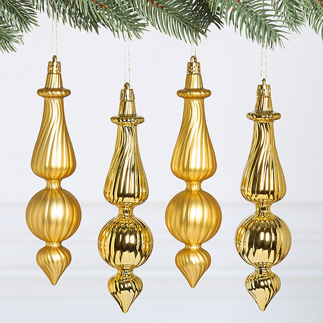 Елочные игрушки Сосульки Лоретт17 см золотой, 4 шт, пластик, Winter Deco, 1000510