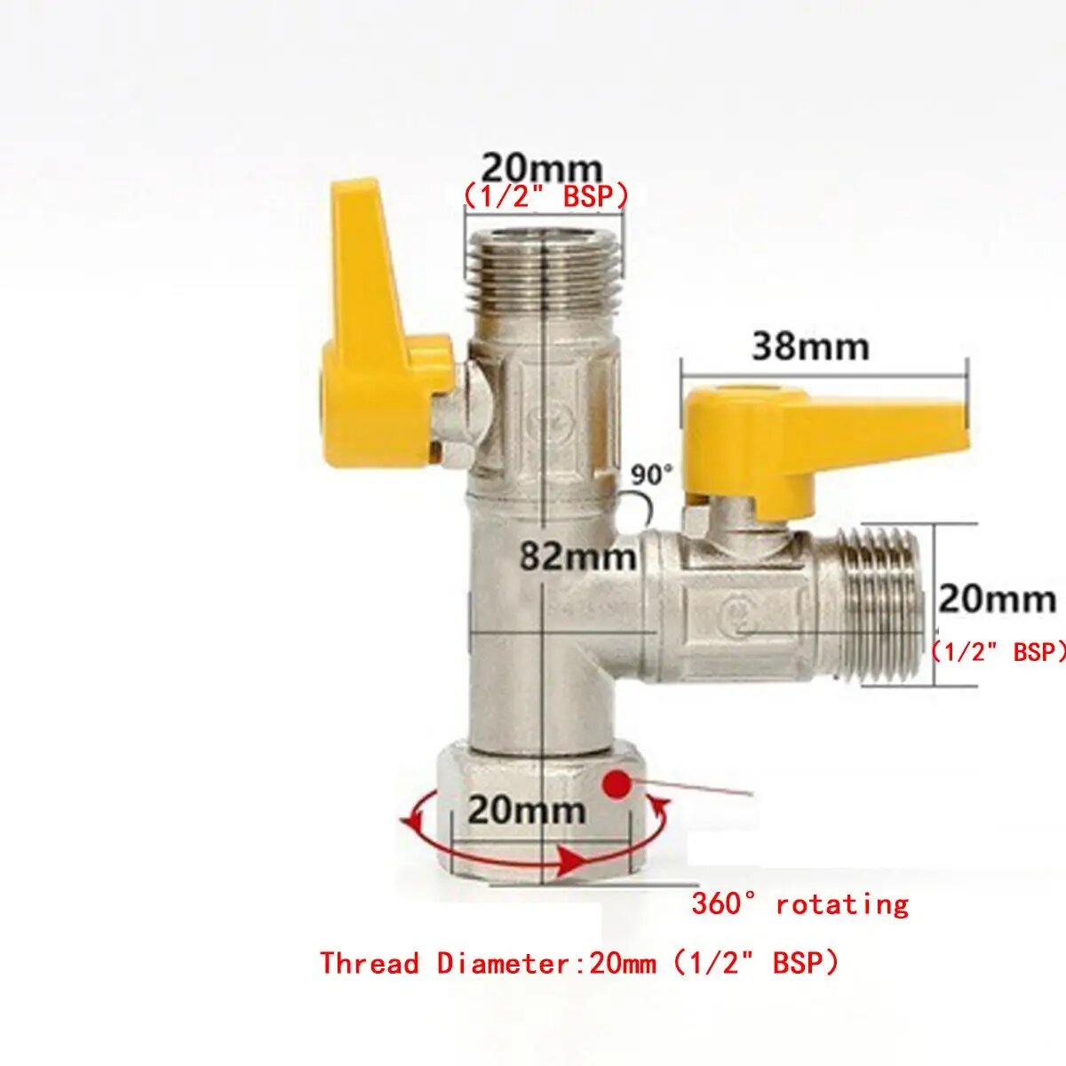 Металлический тройник DN15 для газа и горячей воды, Type 1