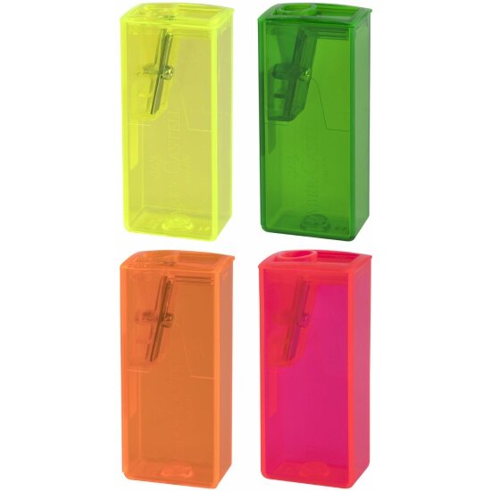 Faber-castell Точилка , с контейнером, прямоугольная, пластиковая, детали флуоресцентные, ассорти, 581525