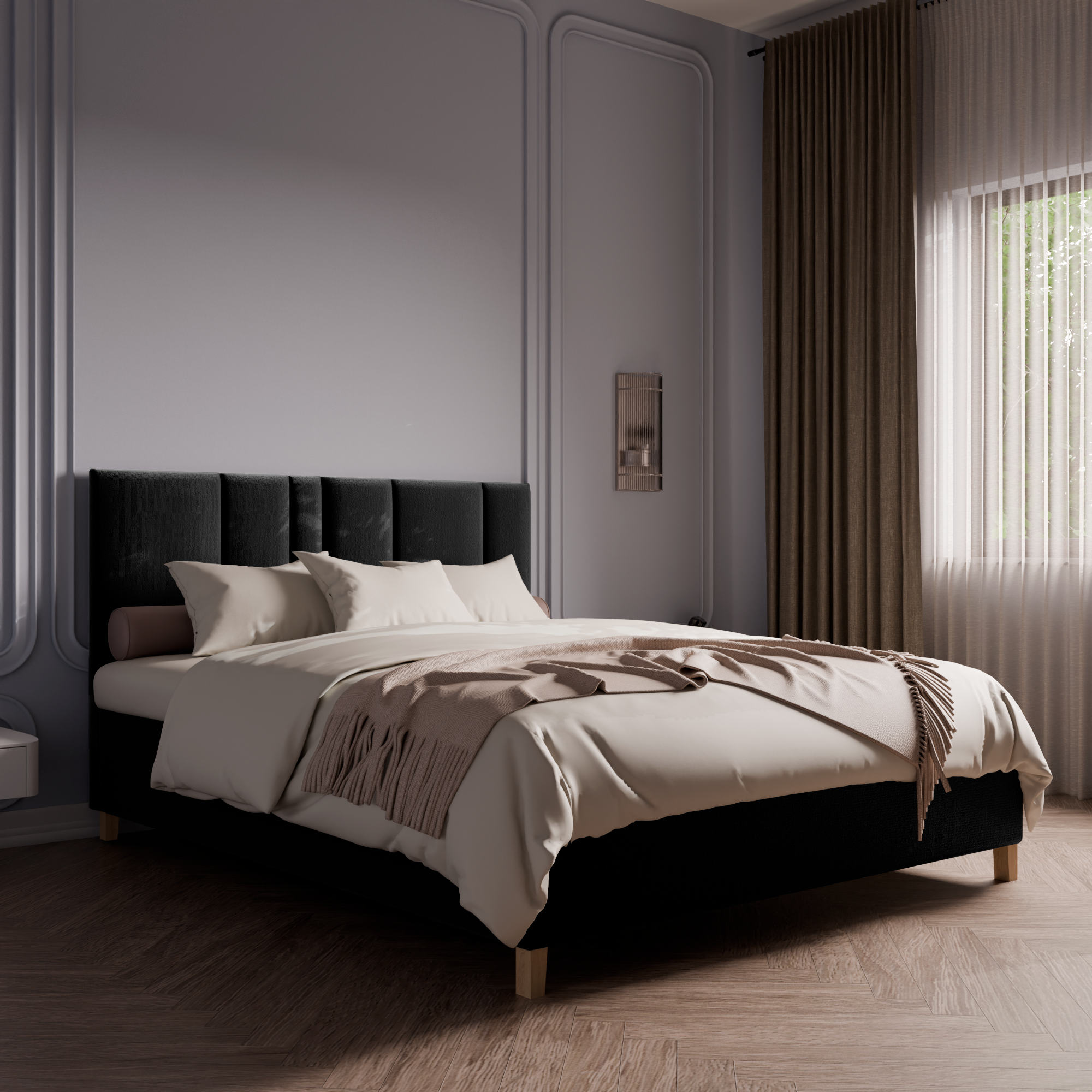 Кровать SkyLine с подъемным механизмом, 140х200, черный, 2 ящика, с ножками