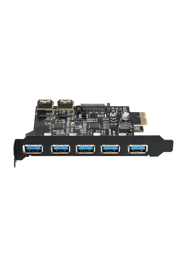 Плата расширения PCI-e USB 3.0 на 7 портов с 15-контактным разъемом питания SATA