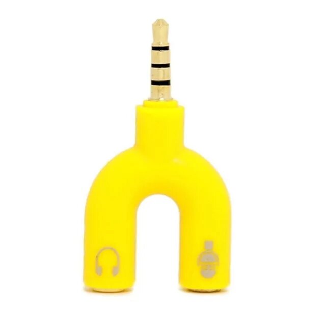 1 шт. двойного U-образного адаптера 3,5 мм, разъем для наушников, аудиокабель, разветвитель микрофона, поворотный разъем 2-в-1, адаптер для разъема yellow