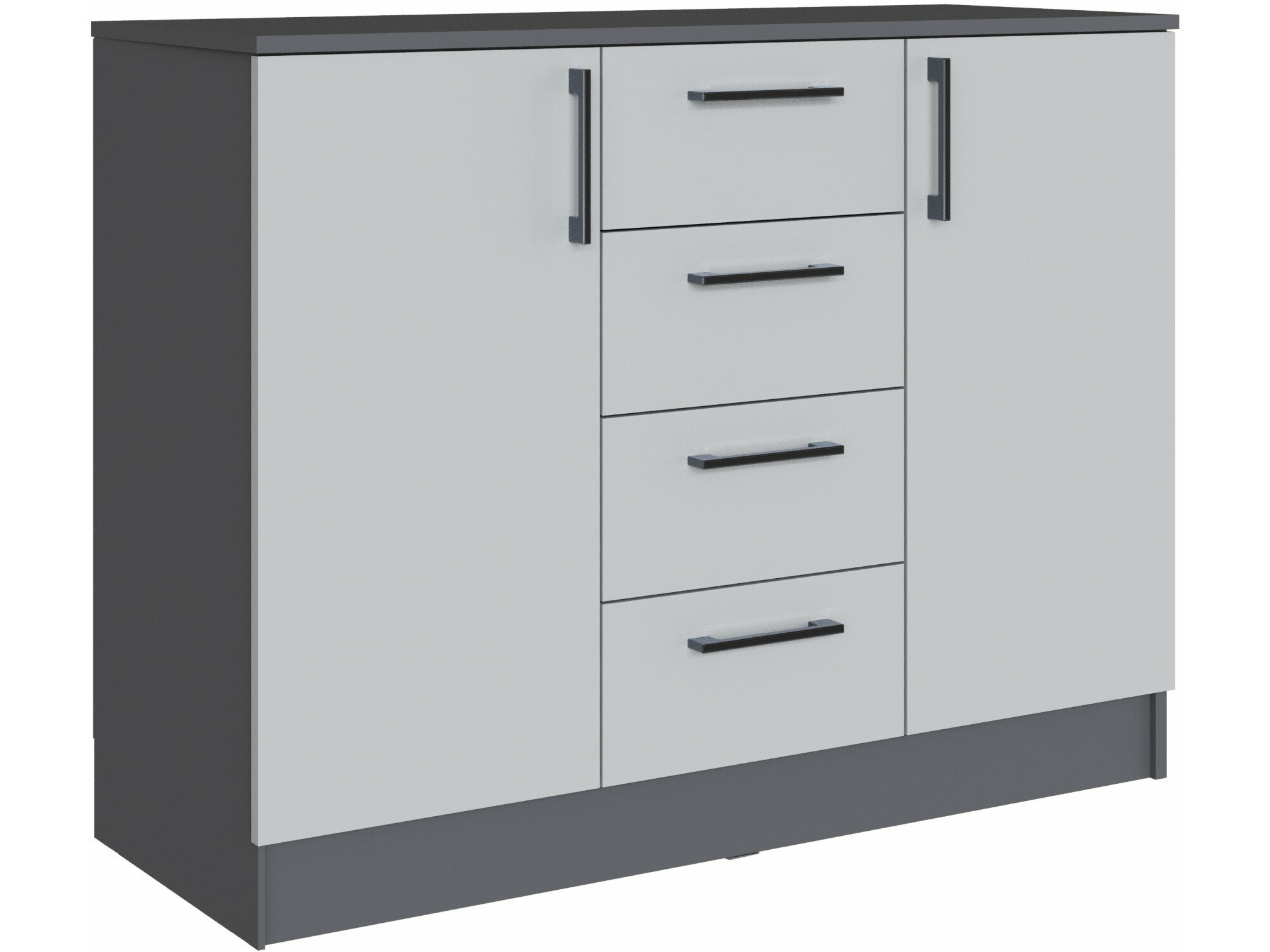 Комод с 4-мя ящиками на роликовых направл, Графит серый/Камень серый