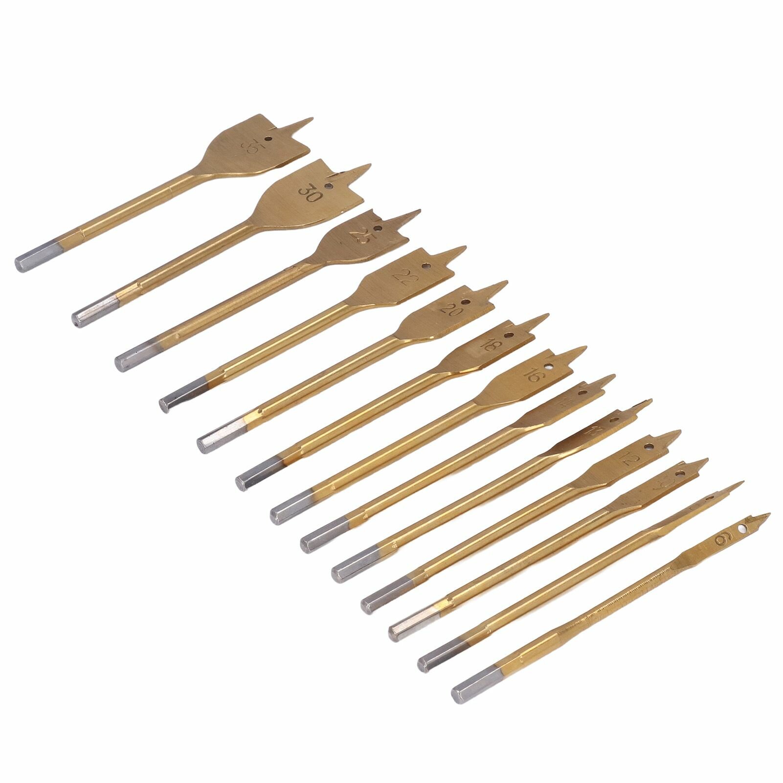 13 шт, деревообрабатывающее плоское сверло из высокоуглеродистой стали, 1/4 дюйма, лопаточное сверло с шестигранным хвостовиком, набор отверстий, резак