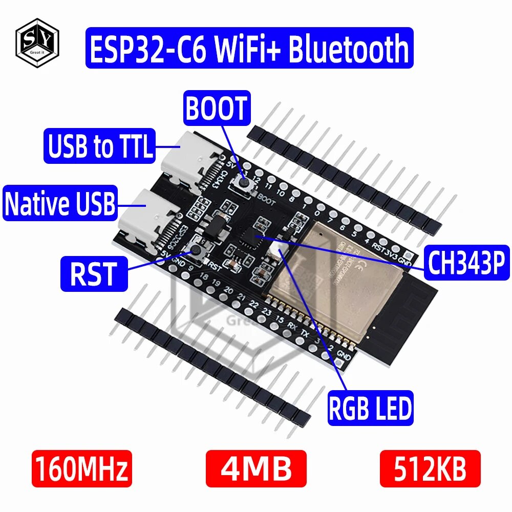 ESP32-C6-Dev-Kit C N16R8 модуль ESP32-C6 N4 — фото 1