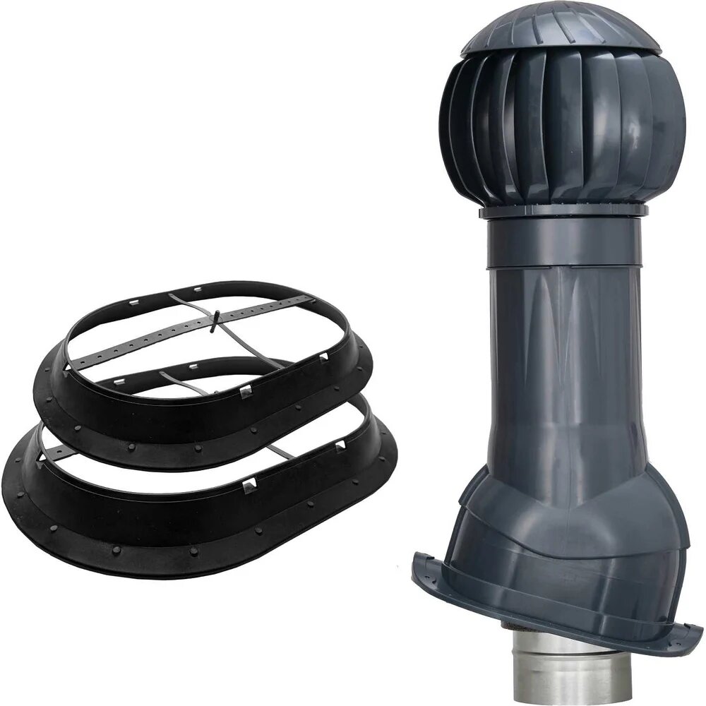 Комплект вентиляции для металлочерепицы Monterrey+ кольцо гидрозатвора Gervent графит КМ+КГ/граф, предназначен