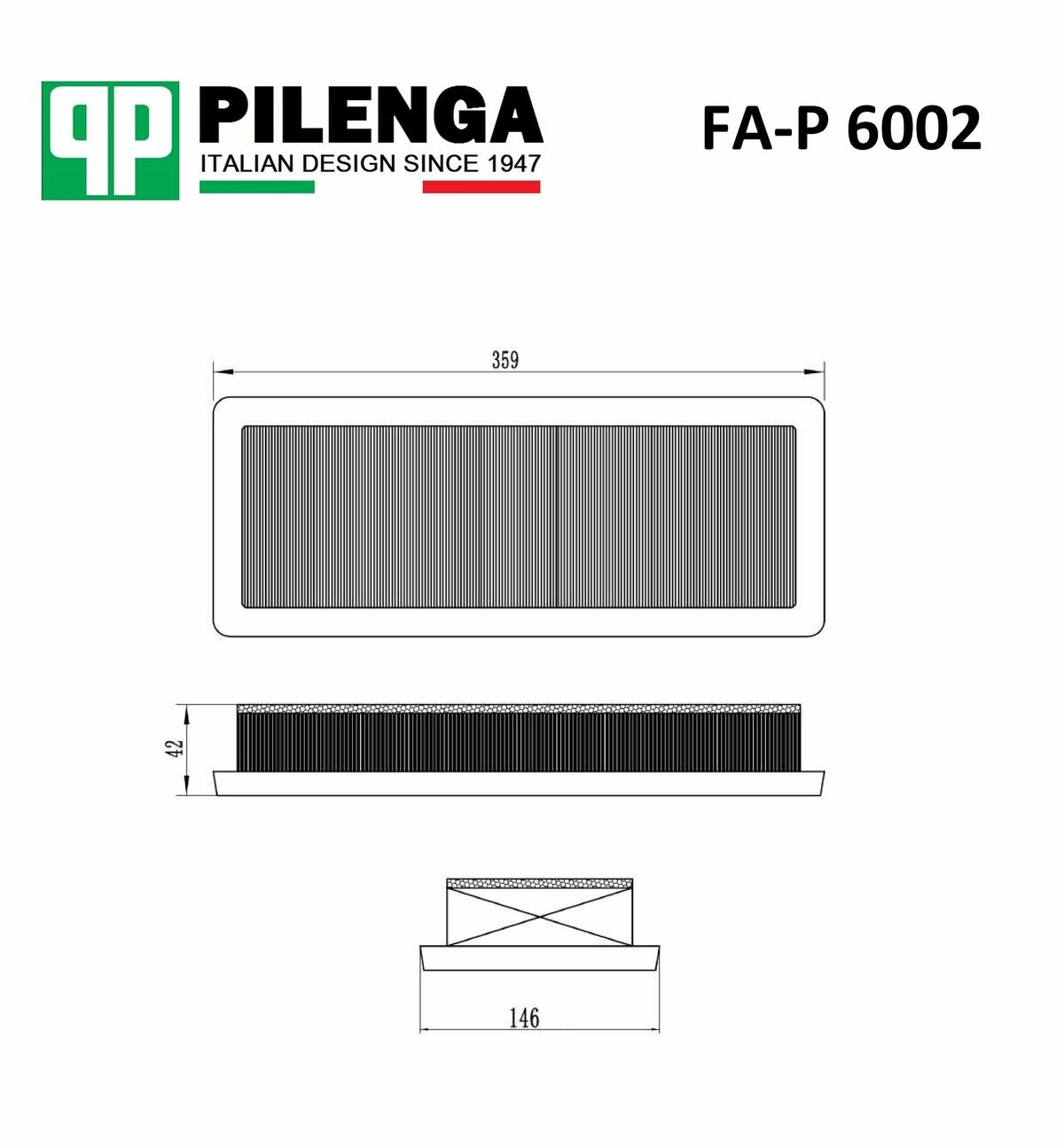 Фильтр Возд. peugeot 207, 308, 3008, 408(Pilenga Fa-P 6002)
