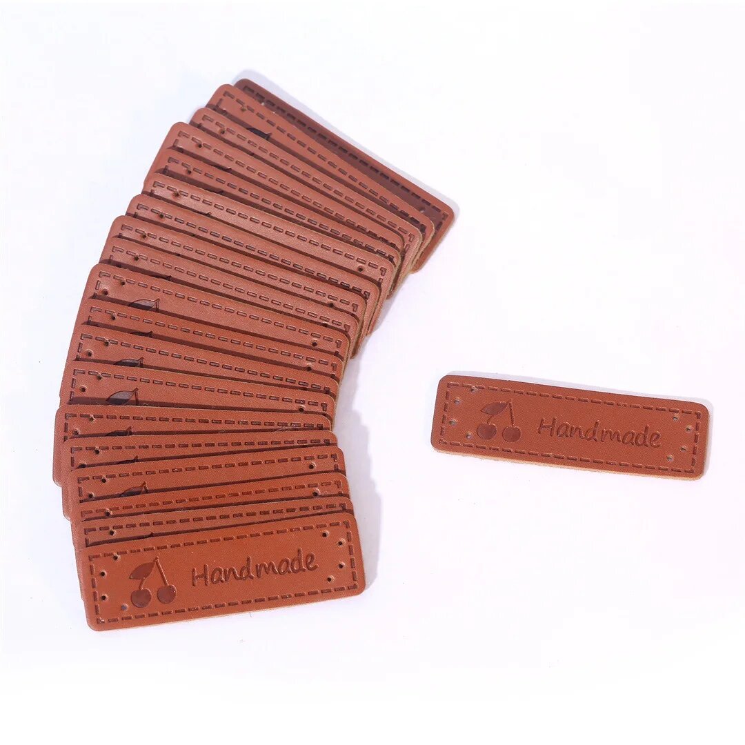 Бирки из искусственной кожи 20 шт Коричневый, cherry