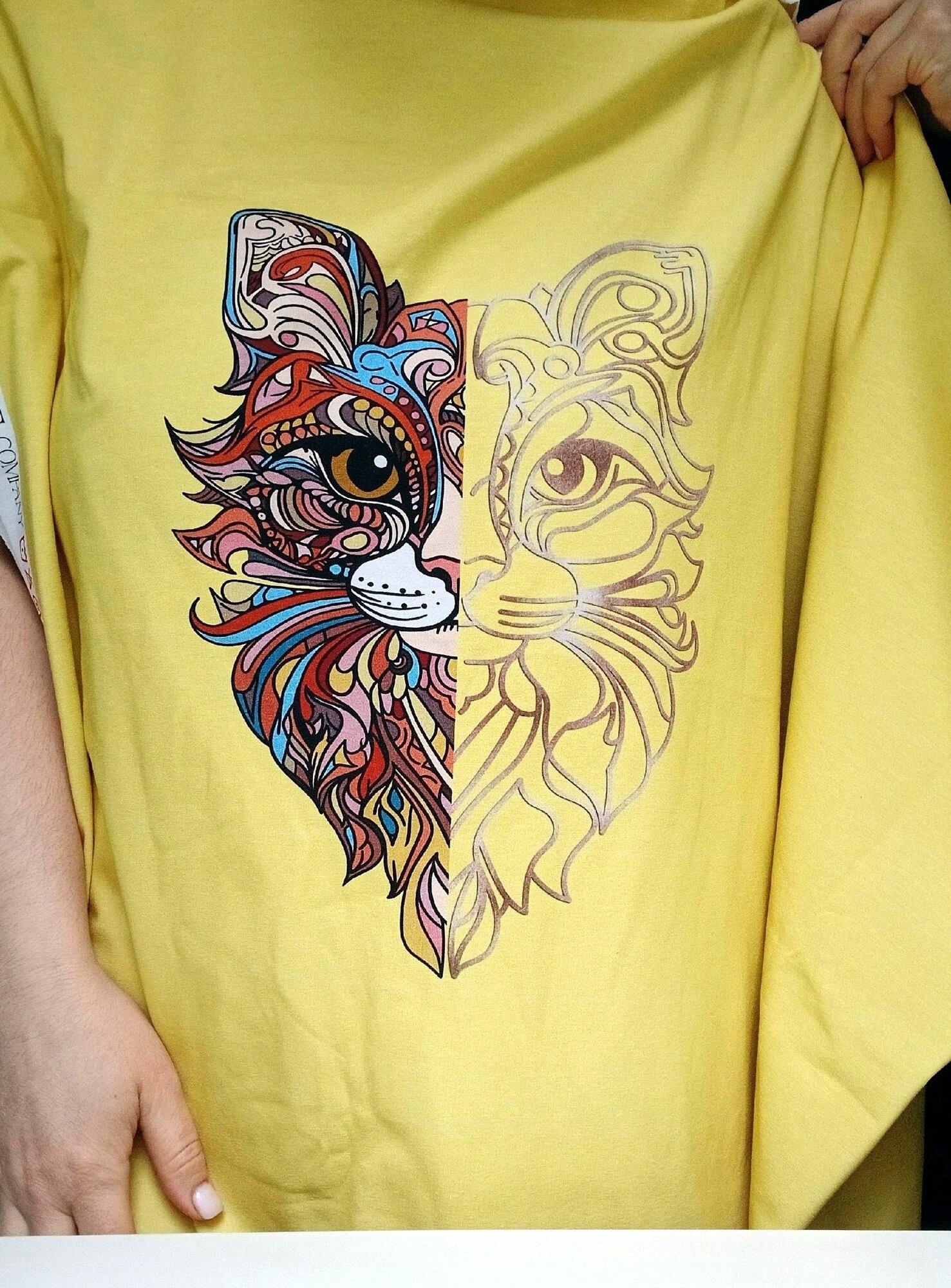 Трикотаж кулирка с лайкрой купон "Кот", ткань для шитья, высота купона 78 см, ширина 180 см