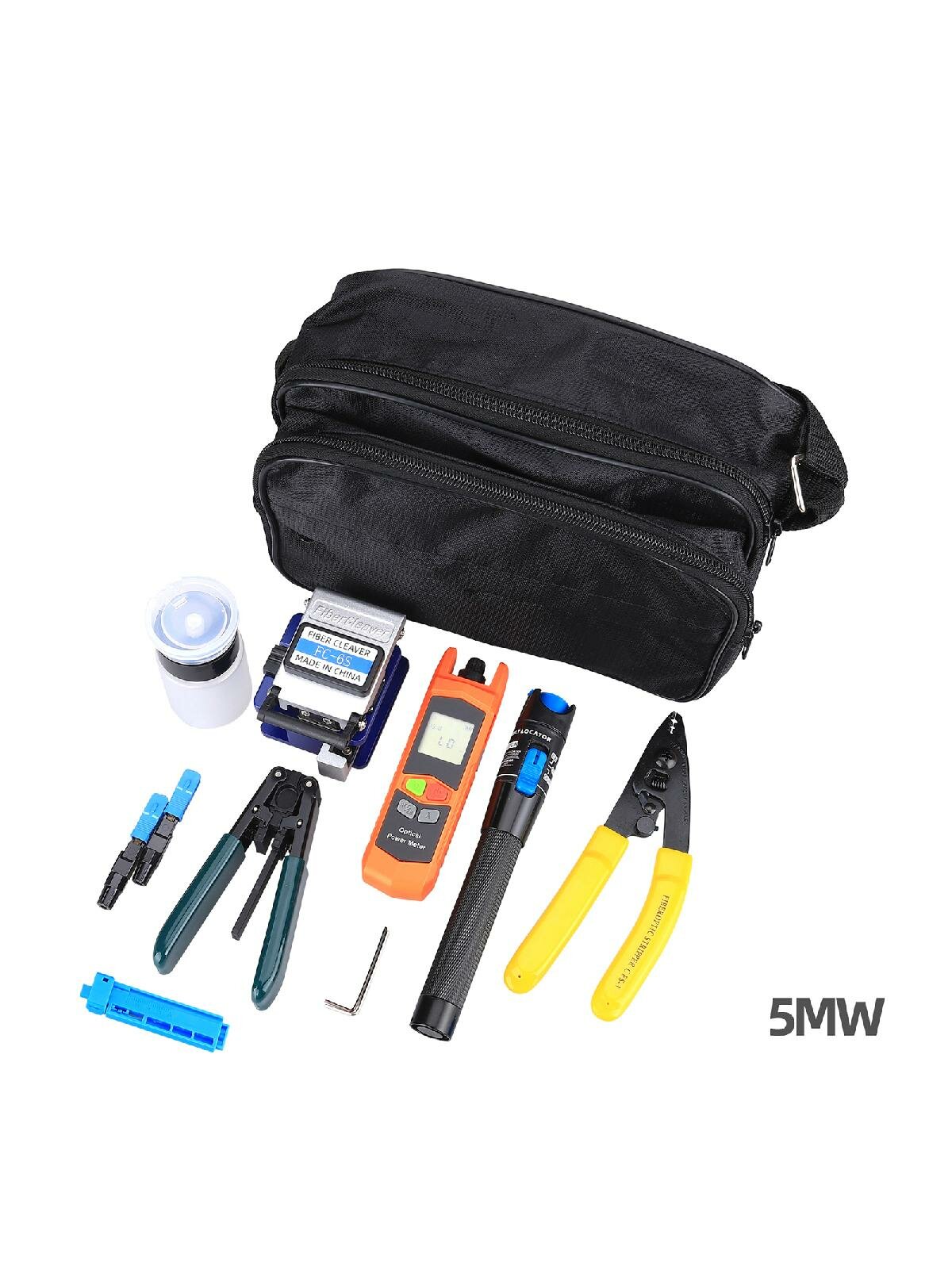 Optical Fiber Tool set Fiber Cold Connection Tool 16in1 Optical Fiber Bag, FC65 Fiber Cleaver, Optical Power Meter,