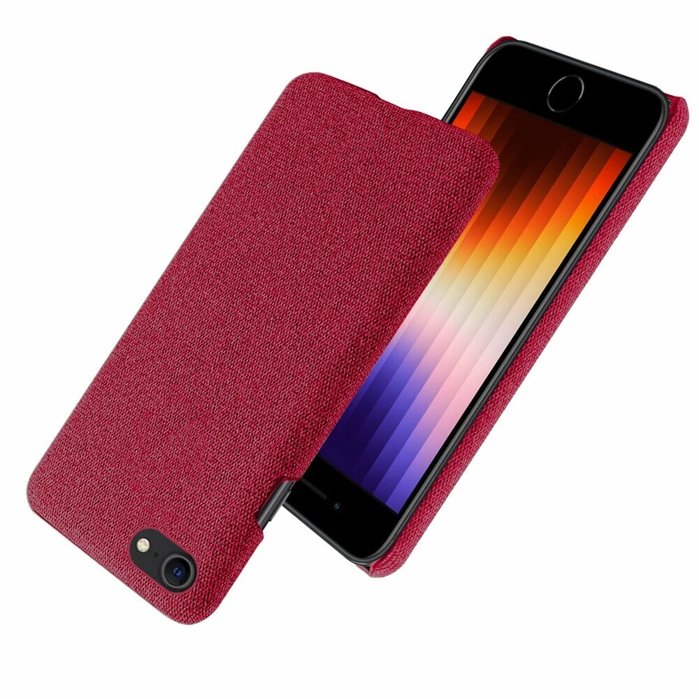 SE 2022 для iPhone SE 2022, тканевый противоскользящий чехол для Apple iPhone SE3 SE 3 (2022) (3 поколения), тонкий тканевый чехол в стиле ретро Red, iPhone SE (2022)