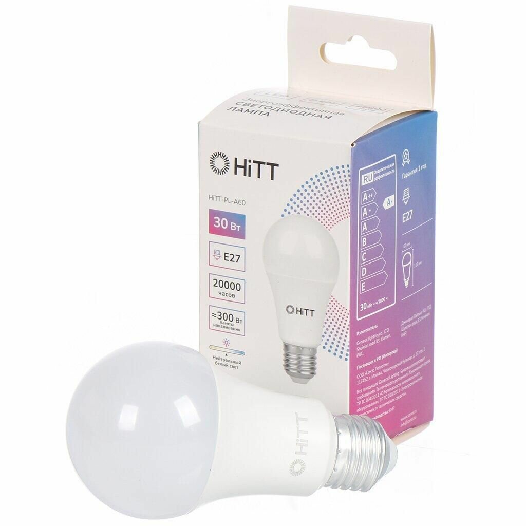 Светодиодная лампа HiTT "Груша", E27, 30-300 Вт, 230 В, 4000 К, нейтральный белый свет