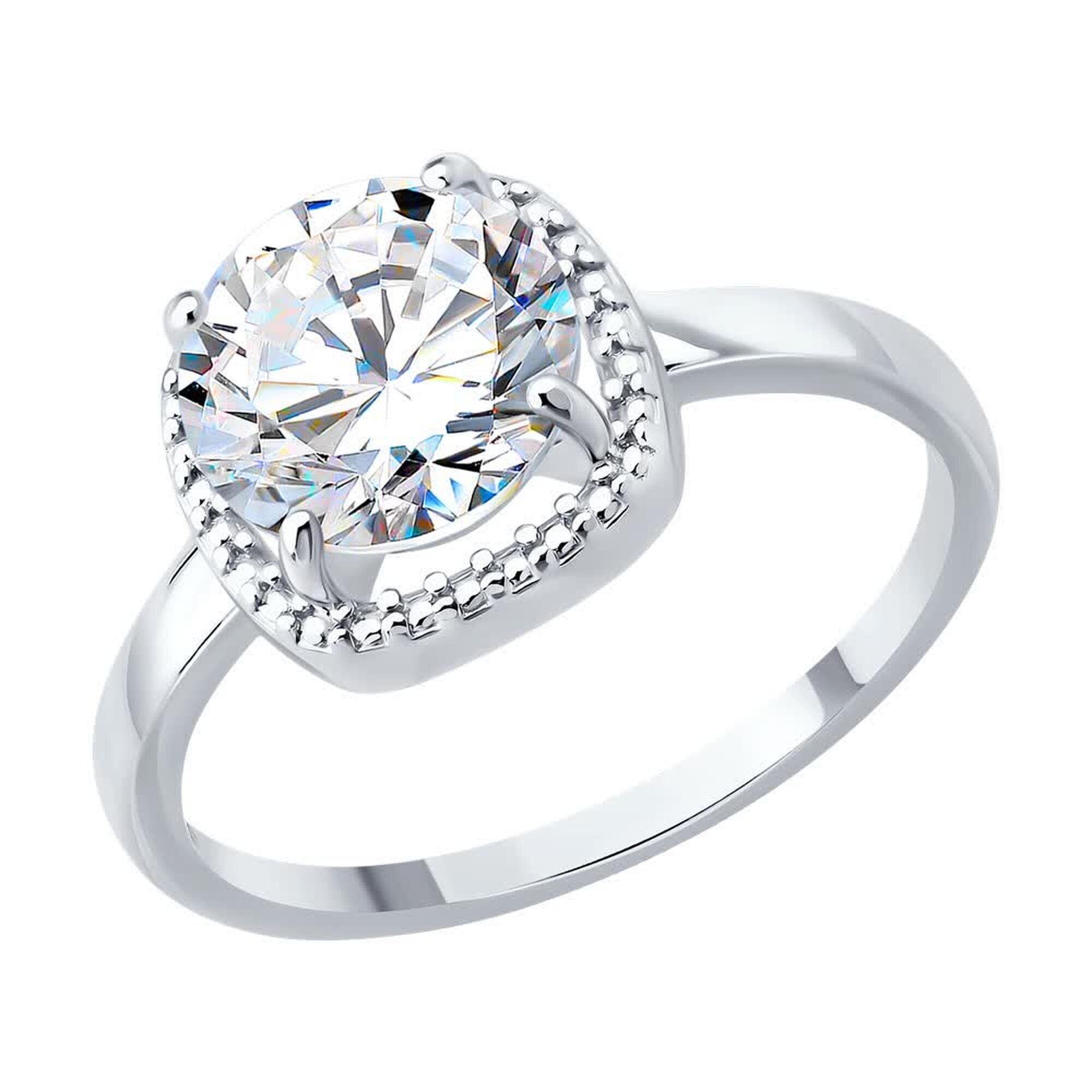 Кольцо, серебро, 925 проба, родирование, фианит