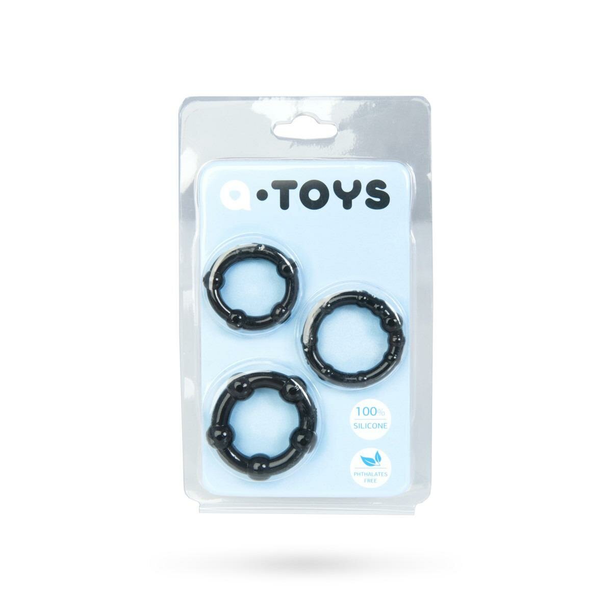 Набор эластичных эрекционных колец ToyFa A-Toys RealStick Elite Elite, чёрный, силикон