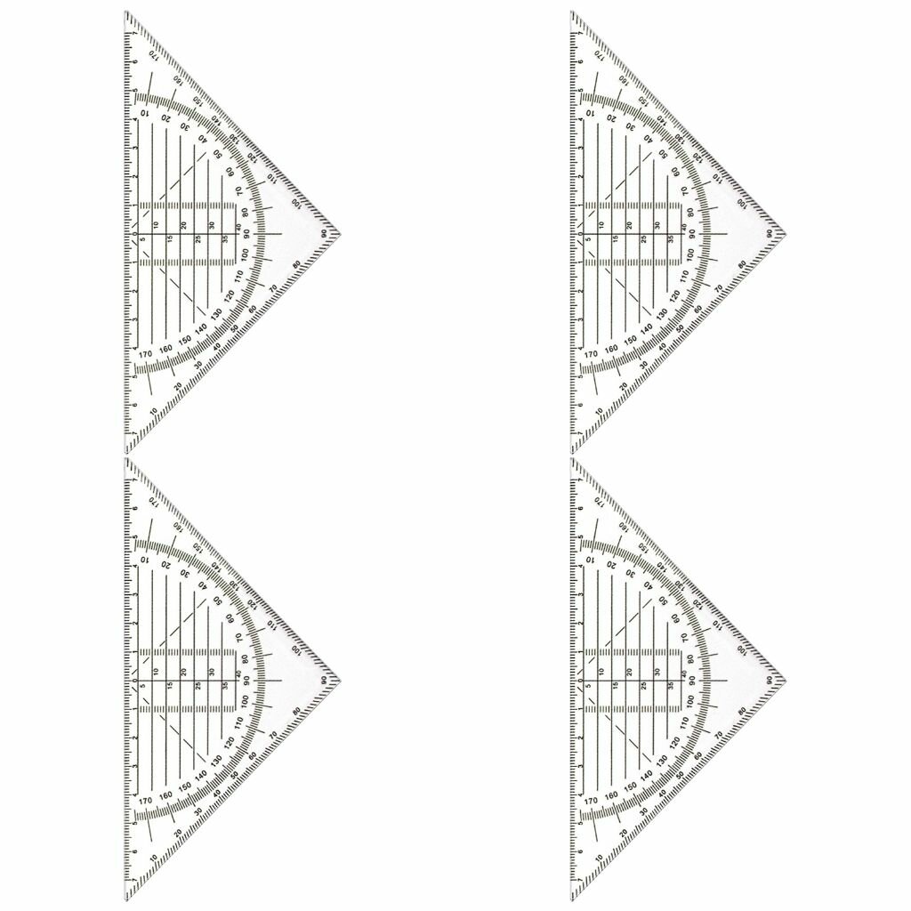 Угольник со встроенным транспортиром 180 градусов для черчения, Модель C