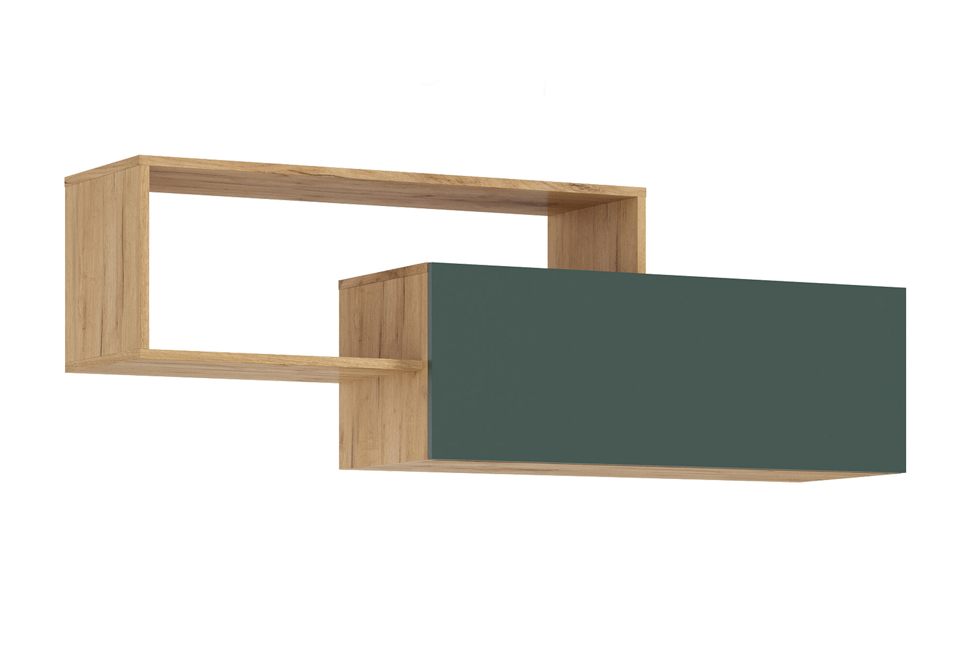 Полка настенная прямая Нонтон Норд, 138x35x46 см, дуб крафт / изумрудный