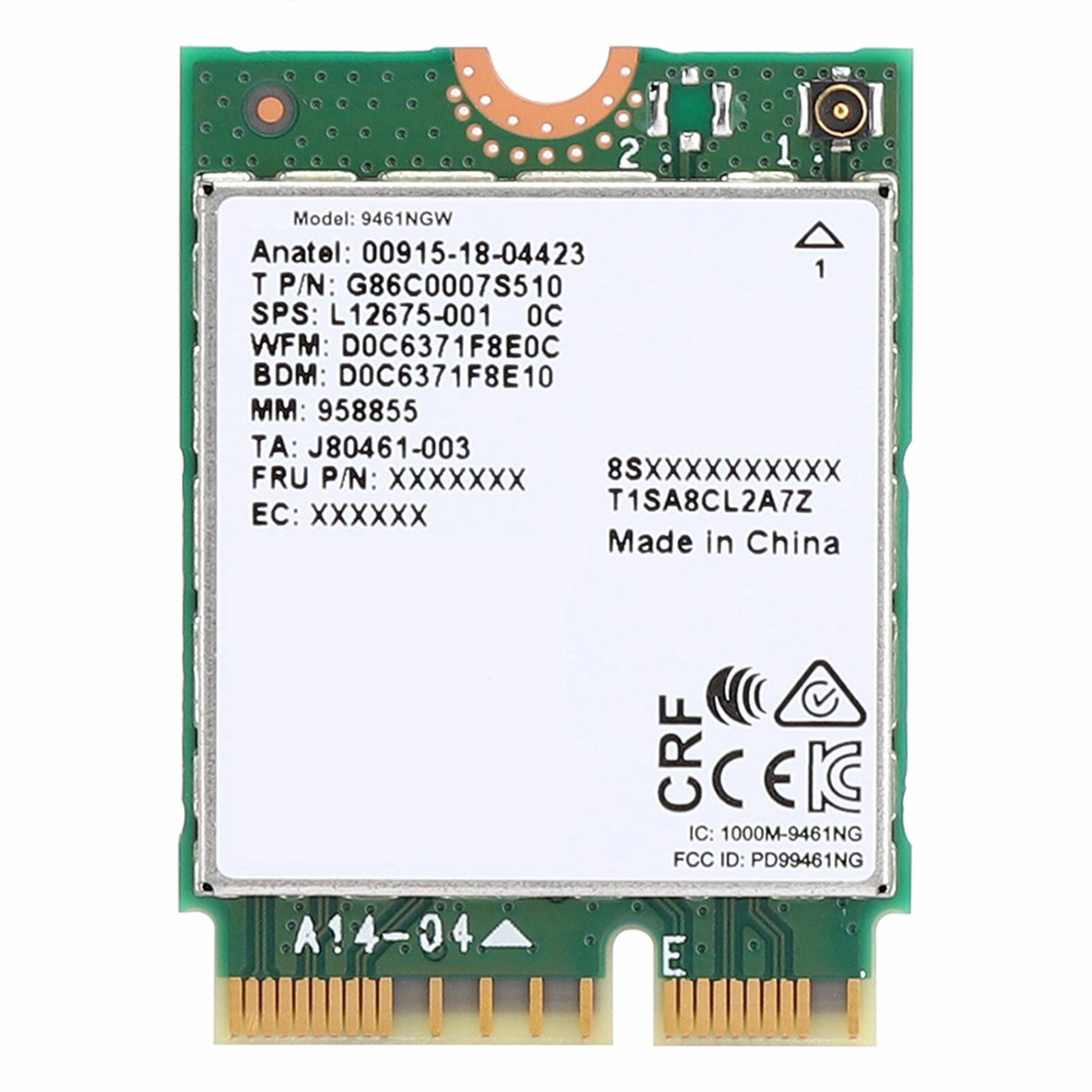 Беспроводная сетевая карта Intel 9461NGW M.2, Wi-Fi 433 Мбит/с и Bluetooth 5.0, высокоскоростное беспроводное соединение для ноутбуков и ПК