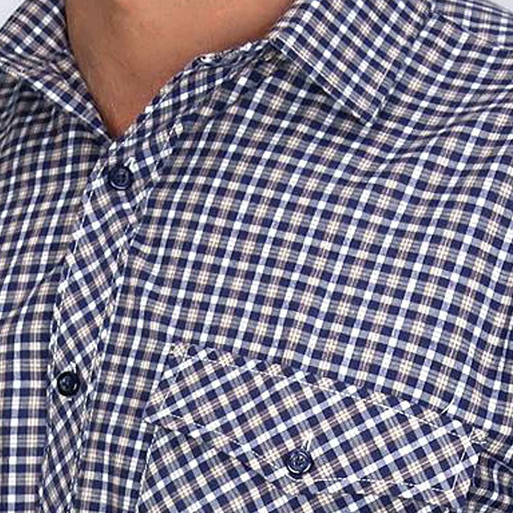 Рубашка Мужская рубашка с длинным рукавом прямая классическая, темная сорочка на пуговицах, рубаха на любой сезон, разноцветная клетка, с двумя карманами и клапанами, рубашка мужская в клетку