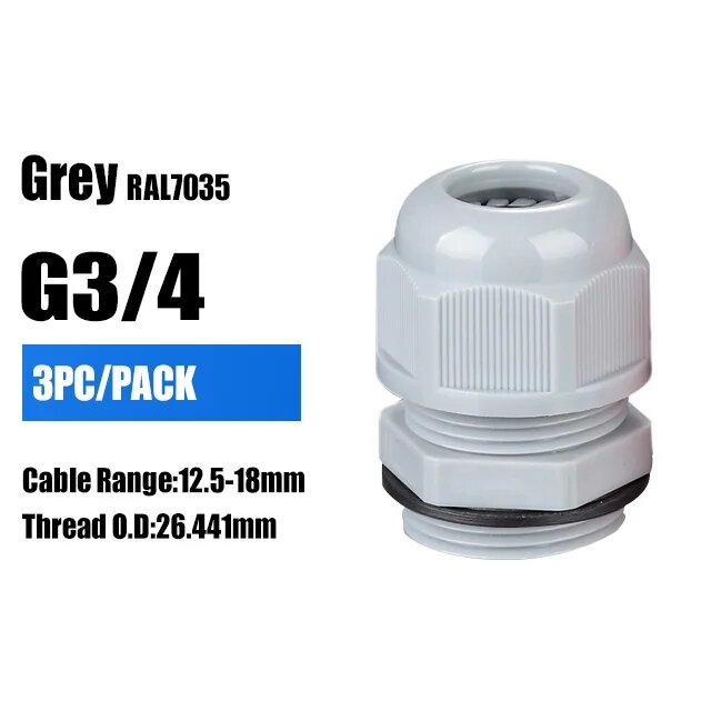 Нейлоновые кабельные вводы G3/8 G1/2 G1/4 G3/4 G1 G1-1/4 IP68 3PCS-G3 4