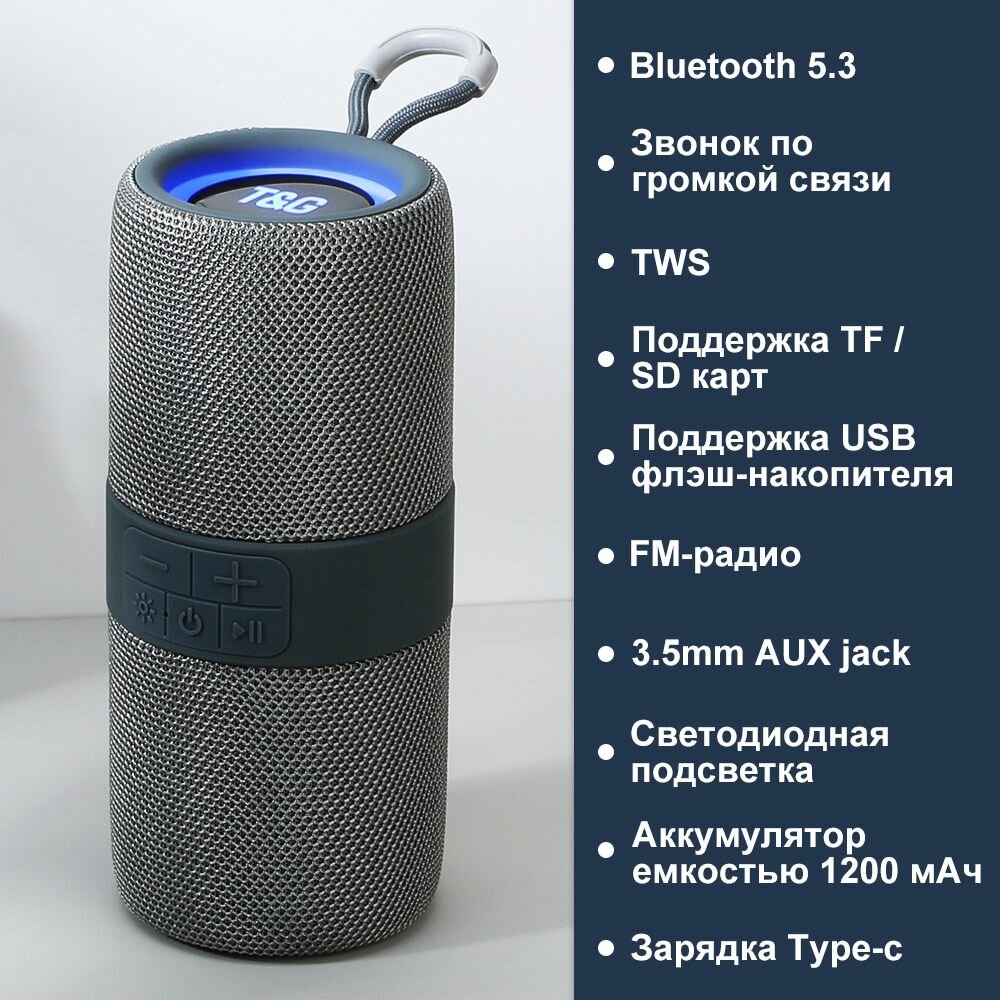 Портативная Bluetooth-колонка наружные мини-колонки TWS сабвуфер с поддержкой Bluetooth -вызова FM-радио, AUX, USB и SD-карт подключи и играй