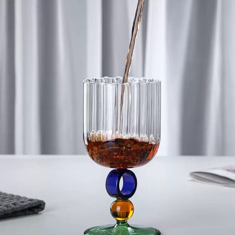 Креативный бокал для красного вина, синий，Винтажный бокал из стекла 370 мл
