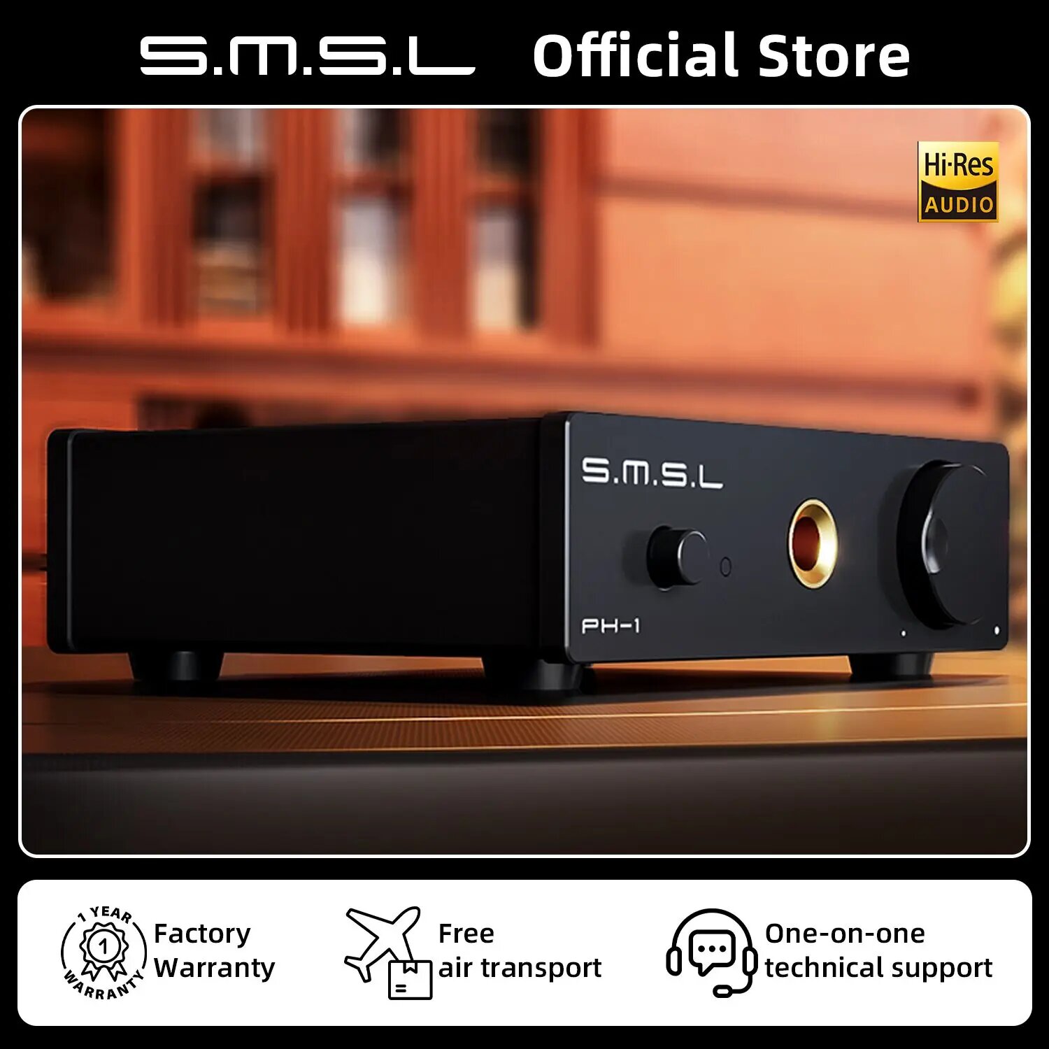 SMSL PH-1 MM усилитель PHONO для проигрывателя, разъем для наушников 6,35 мм, 90 мВт x2, малошумящий чип