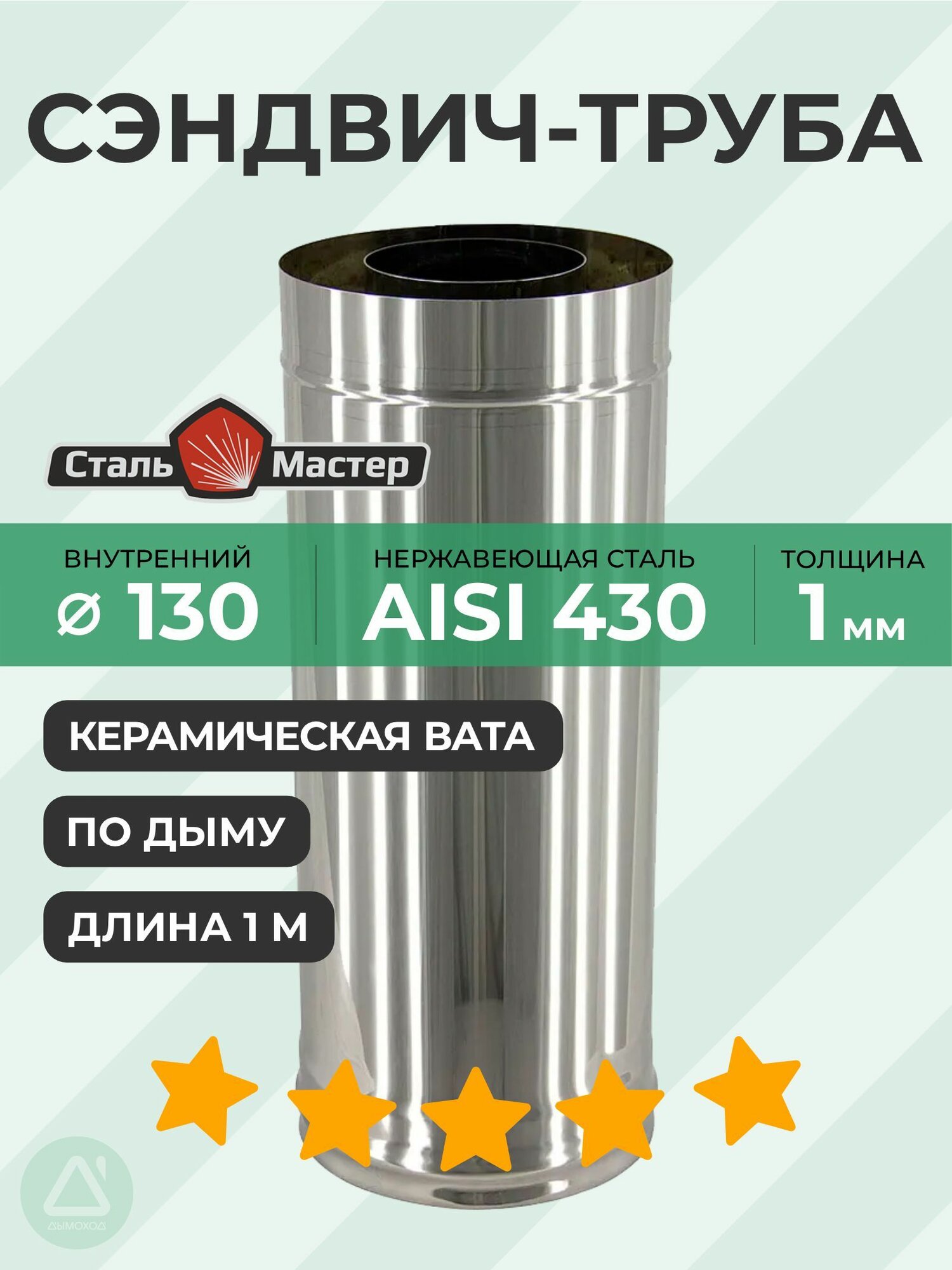 Сэндвич 130 / 220 1,0 м нерж 1 мм / нерж 0,5 мм супервул