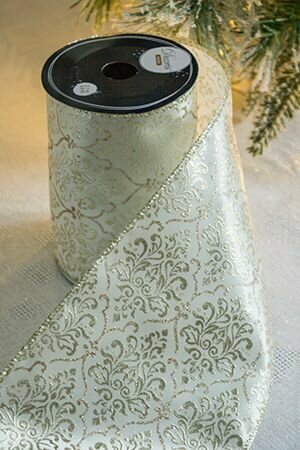 Лента для декорирования перламутровый ШИК, орнамент, полиэстер, армированный край, 13х270 см, Kaemingk 445328-2