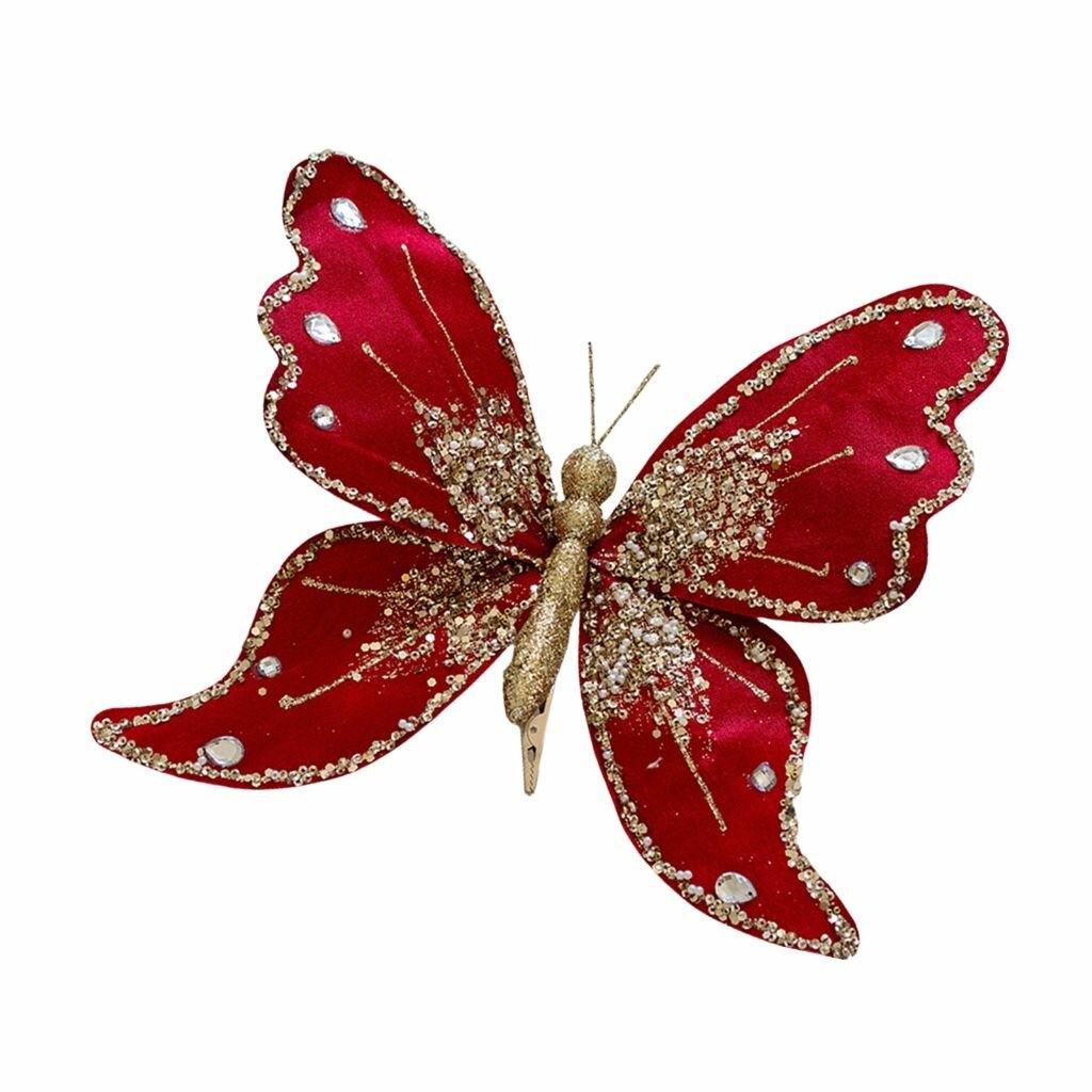 Рождественская Имитация Подвески С Бабочкой-Красный