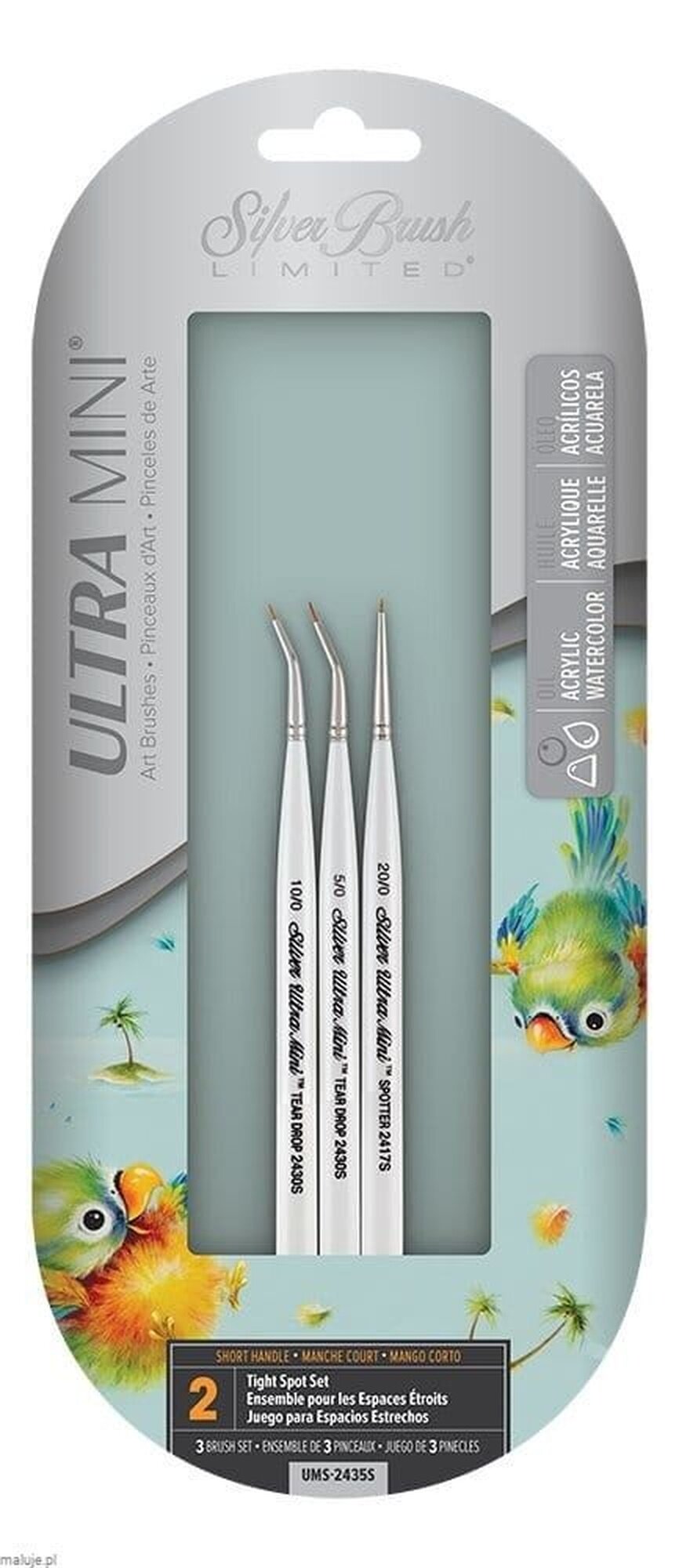 Набор синтетических кистей для прорисовки деталей Silver Brush Ultra Mini Tight Spot Set 3
