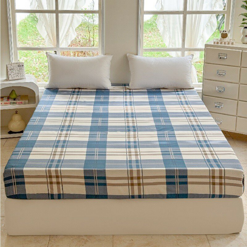 Кроватьное покрытие с мультяшным изображением собака медведь овца клетчатый узор антипыльная ткань для кровати стиль i 150x200см