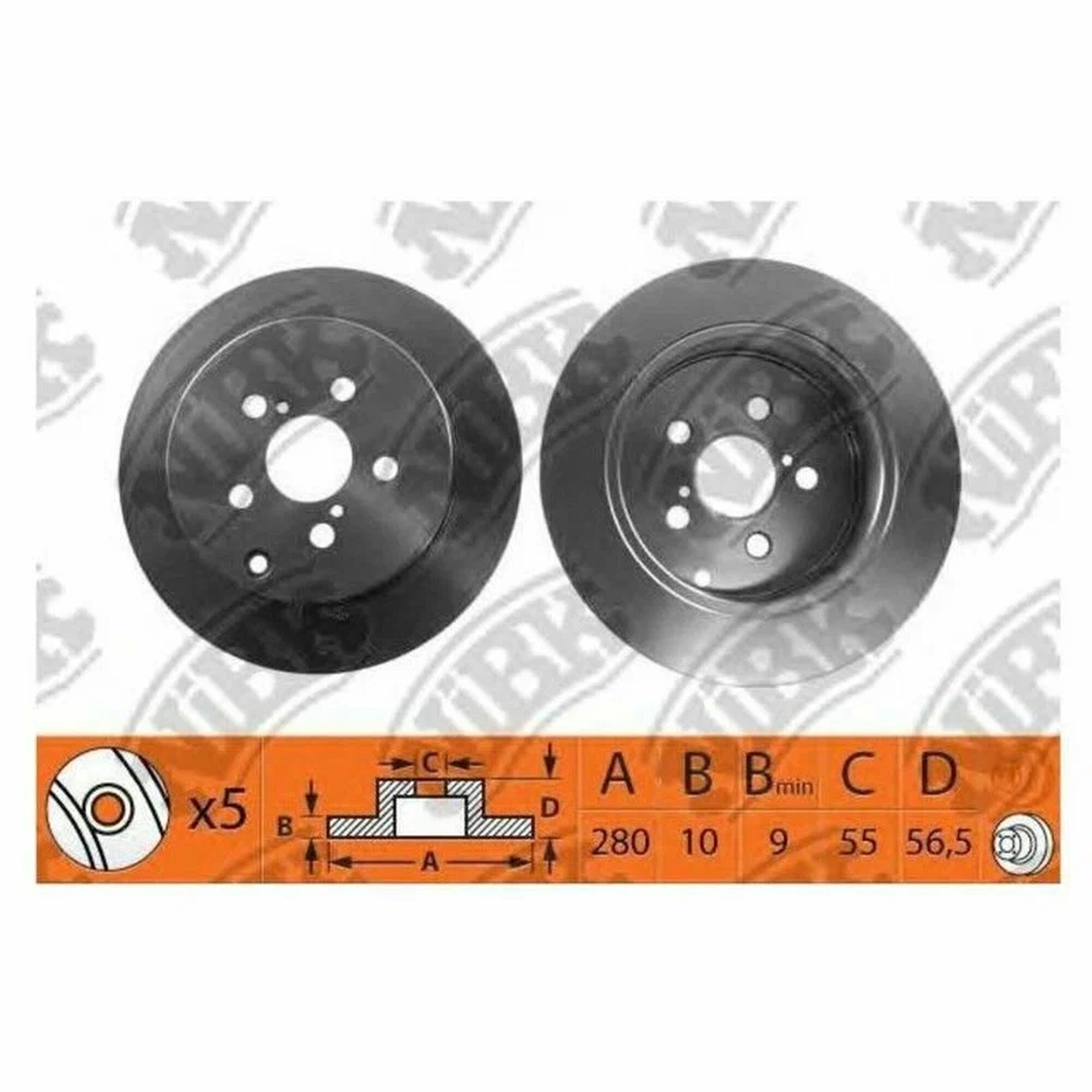 Тормозной диск NIBK Original RN1201, для Toyota Avensis, задний, серый чугун