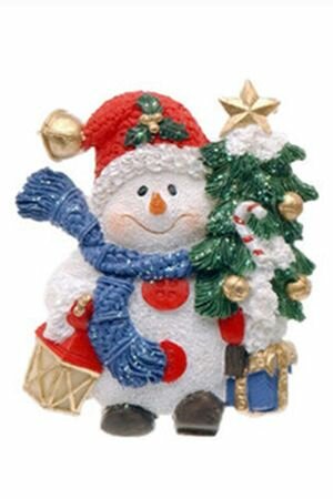 Декоративный магнит волшебный персонаж: снеговичок С ёлочкой, керамика, 8 см, Koopman International AAA000845-1