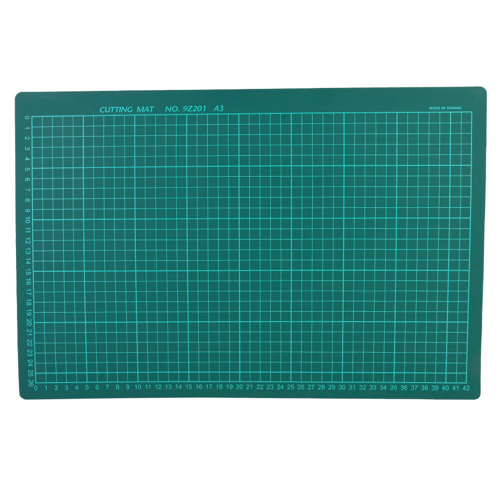 Коврик для раскроя, офисный/школьный, сетка, противоскользящий, A3, односторонний зеленый