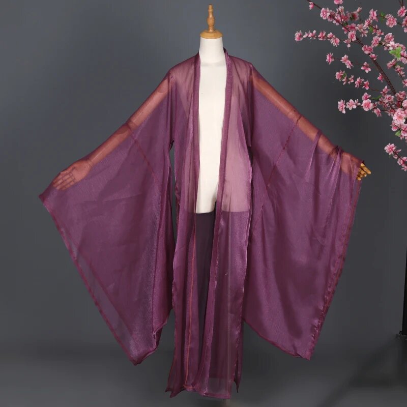 Китайский шифоновый плащ ханьфу вискоза/полиэстер S-XL Бордовый, L, 4