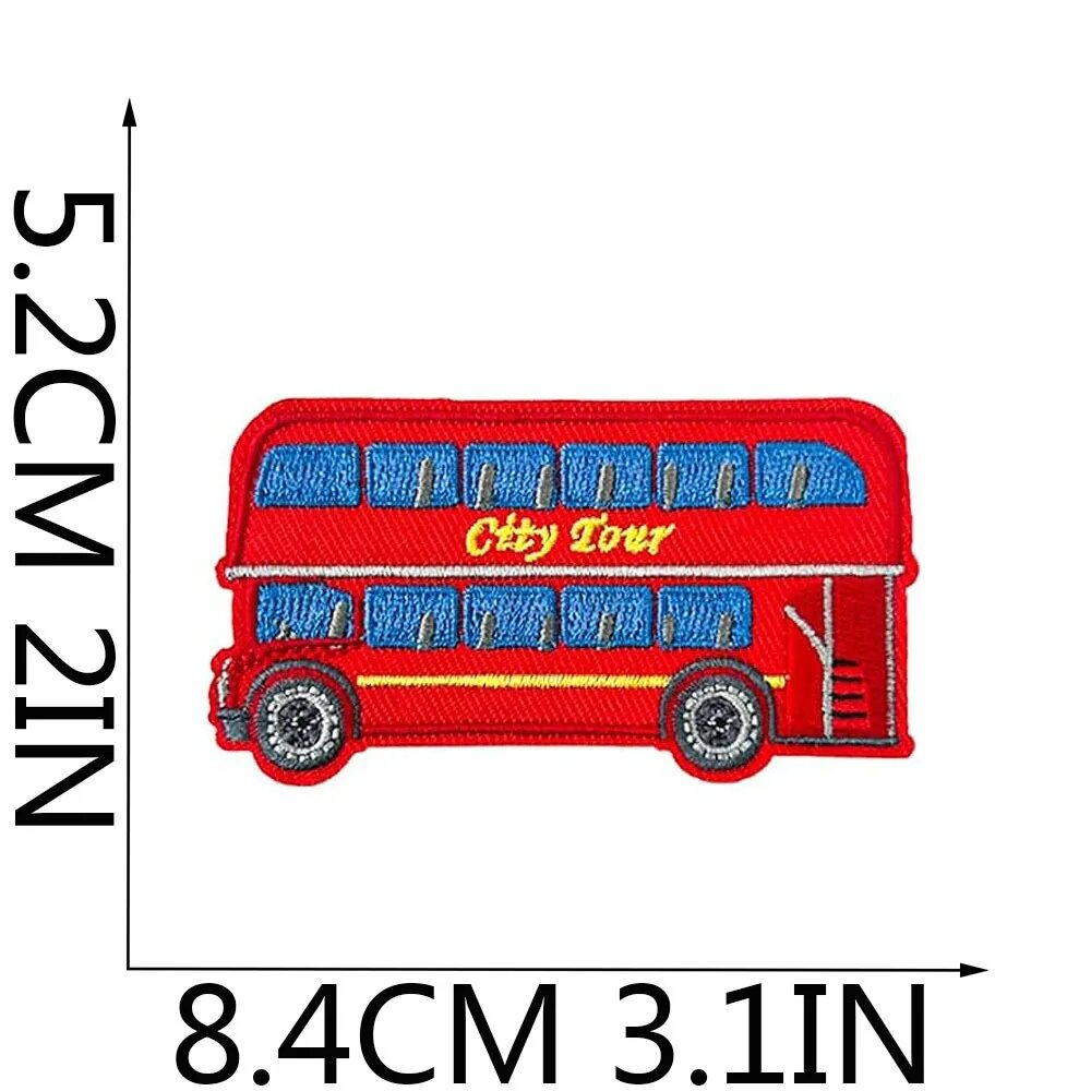 Вышитая нашивка "City Tour" красная, 8.4x5.2 см, цвет 04