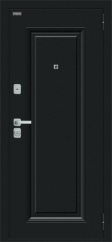 BRAVO Дверь входная 205*96 Bravo R Мило МФ/BChrome, Букле черное/Wenge Melinga, Левое 205*96 Букле черное/Wenge Melinga